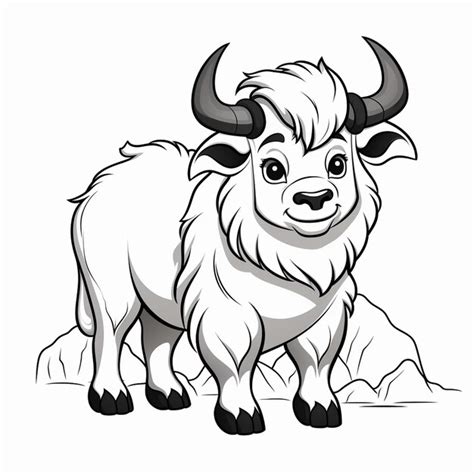 Premium Ai Image Bhutan Takin Cute Flat Design Hand Drawn Flat