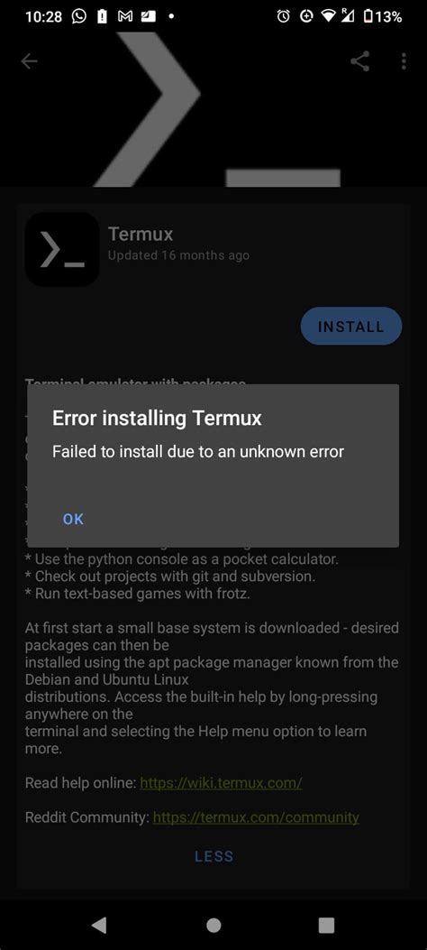 Im Installing Termux For The First Time And I Keep Getting This