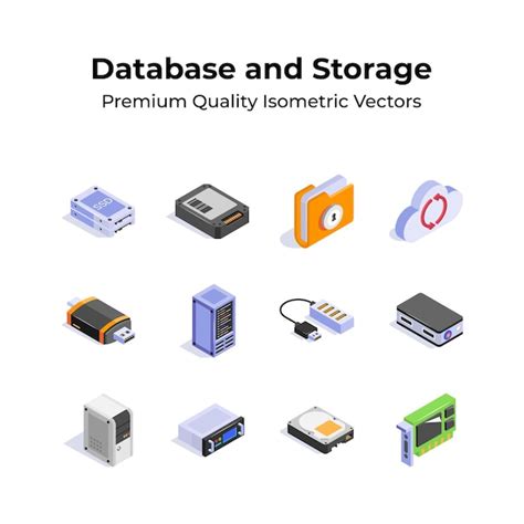 Premium Vector Creatively Crafted Database And Storage Isometric Icons