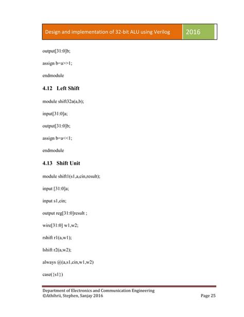design and implementation of 32 bit alu using verilog pdf