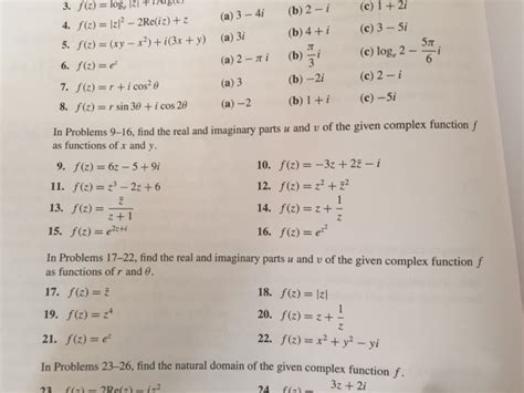 Solved 3 F Z C 1 2i B 2 I A 3 4i 2Re Iz Z B 4 Ti Chegg