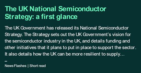 The Uk National Semiconductor Strategy A First Glance