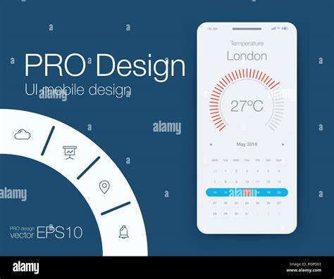 Weather Mobile Ui Kit Material Design Ui Ux Gui Responsive Web Design Stock Vector Image
