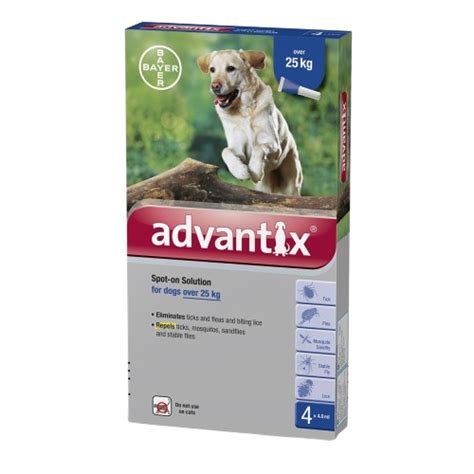 אמפולות אדוונטיקס נגד פרעושים קרציות וזבובי חול לכלב גדול מעל 25 קג חנן לוי מזון וציוד