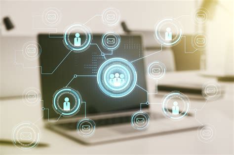 배경에 컴퓨터와 소셜 네트워크 아이콘 개념의 이중 노출 네트워킹 개념 가상현실에 대한 스톡 사진 및 기타 이미지 가상현실