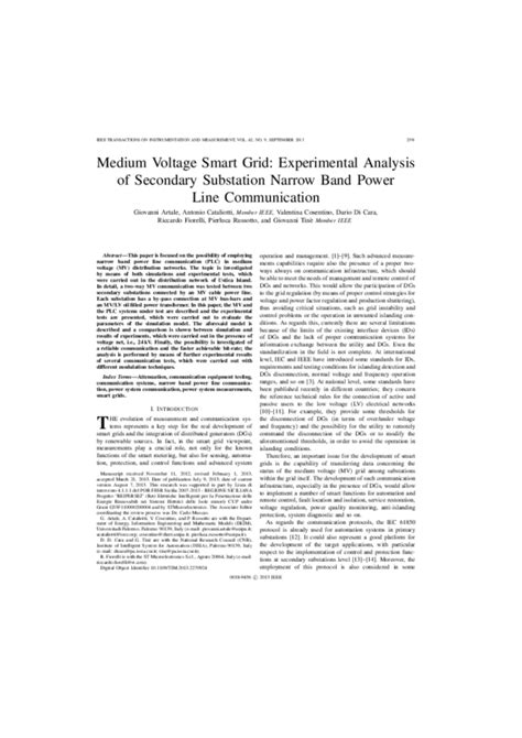 Pdf Medium Voltage Smart Grid Experimental Analysis Of Secondary Substation Narrow Band Power
