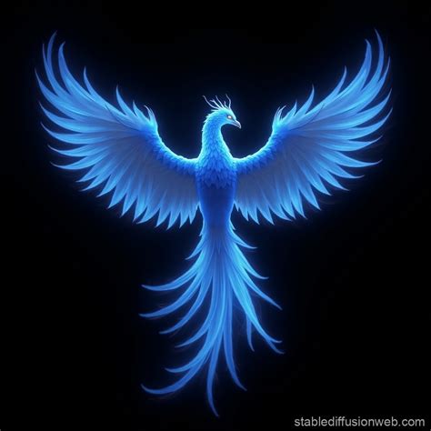Blue Fire Phoenix In Black Background Stable Diffusion Online