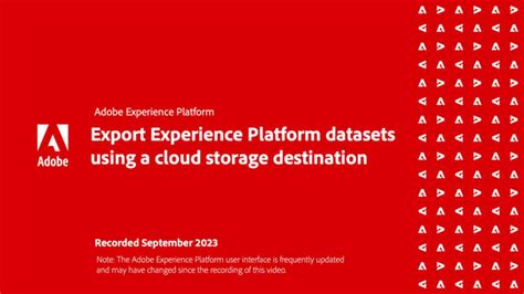 Experience Platform에서 데이터 집합 내보내기 대상 구성 Adobe Real Time Customer Data