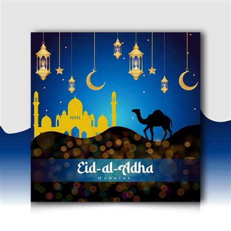 Eid Al Adha Mubarak Islamitisch Festival Met Gouden Maan Moskee Bakrid
