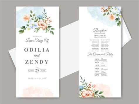 Elegante Plantilla De Invitación De Boda Con Hermoso Diseño Floral