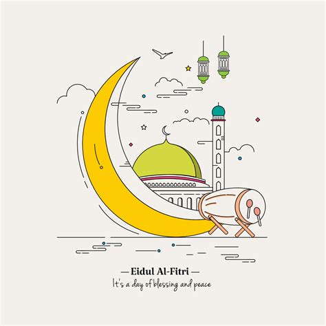 Eidul Fitri Line Art Style 21713804 Vector Art At Vecteezy