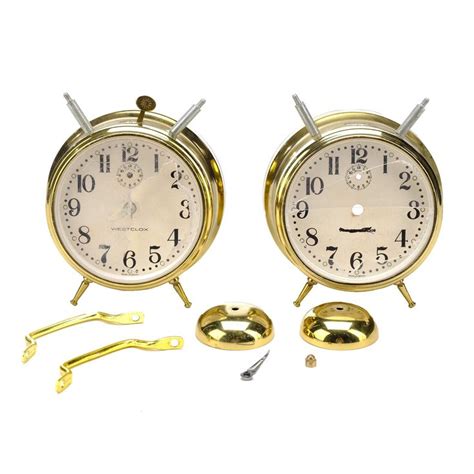 Lot 903 Two Gold Color Broken Alarm Clocks Hook 1991