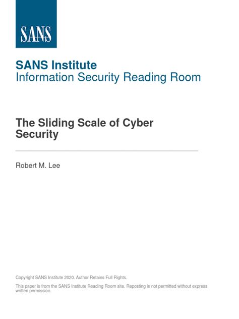 Sliding Scale Cyber Security 36240 Pdf Computer Security Security
