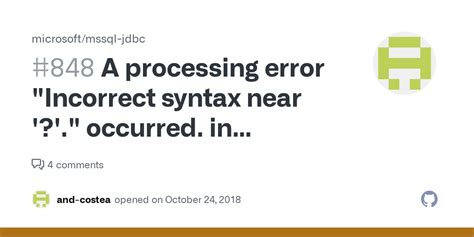 A Processing Error Incorrect Syntax Near Occurred In Buildexecutemetadata · Issue 848