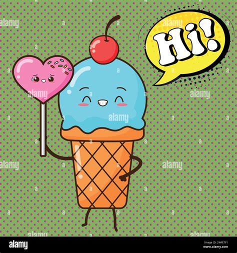 Ice Cream Pop Art Style Vector Image Stock Vector Image And Art Alamy