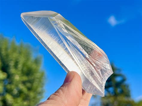 Lemurian Quartz Crystal With Unique Triangular Key Imprint New Find
