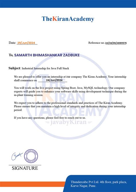 Samarth Zadbuke On Linkedin Javafullstackinternship Thekiranacademyexperience Thekiranacademy