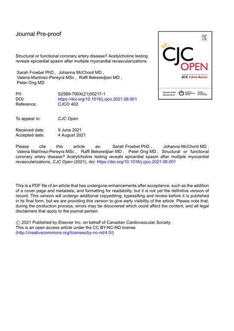 Pdf Structural Or Functional Coronary Artery Disease Acetylcholine