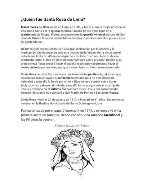 Quién Fue Santa Rosa De Lima Pdf