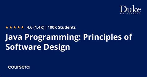 Java Programming Principles Of Software Design Coursya