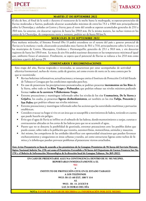 Televisión Tabasqueña on Twitter AvisoPrecautorio De acuerdo al