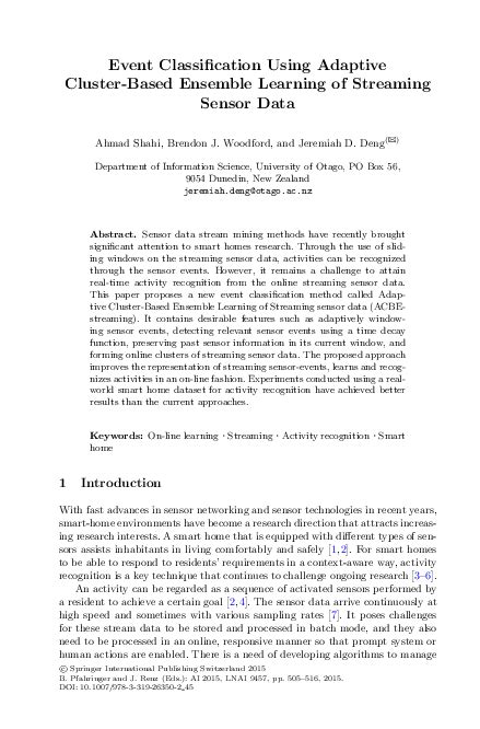 pdf event classification using adaptive cluster based ensemble learning of streaming sensor data