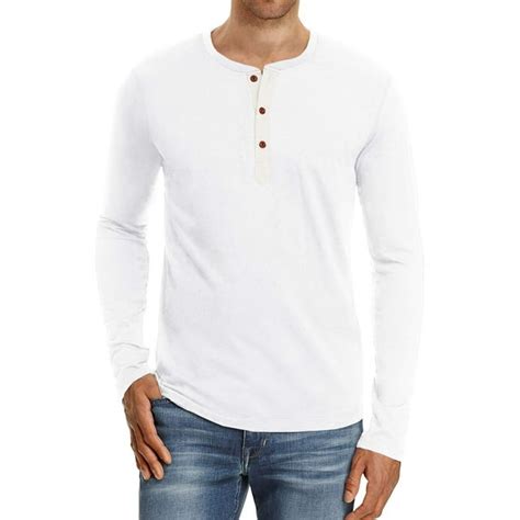 Iceglad Mens Fashion Casual Front Placket Basic Long Sleeve Henley T