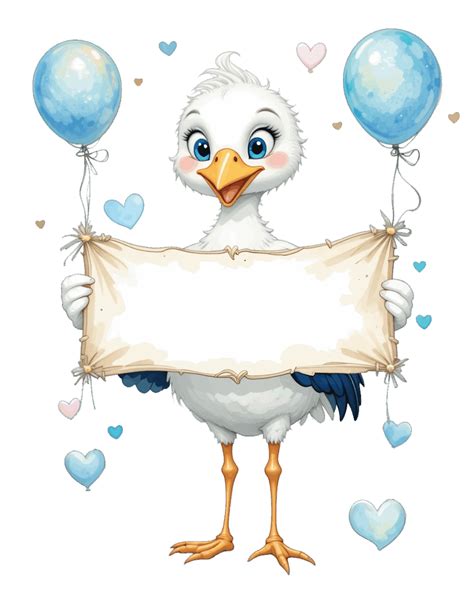 รูปภาพฟรี ขอแสดงความยินดีกับการเกิดการ์ดอวยพรสําหรับทารกแรกเกิดเทมเพลตเวกเตอร์ที่มีนกกระสาตลก