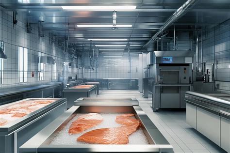Clean Hightech Seafood Processing Facility Premium Ai Generated Image