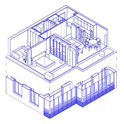axonometric interior in revit for modern house design