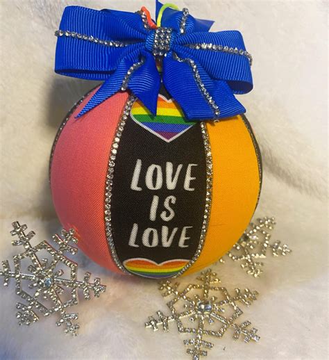 Love Is Love Lgbt Bling Christmas Ornament Etsy