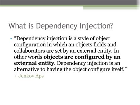 Introduction To Dependency Injection Using Springnet