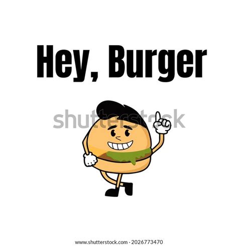 Burger Face Smiles Waves His Hand Stock Vector Royalty Free