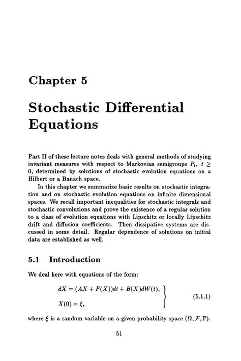 Stochastic Differential Equations Chapter 5 Ergodicity For Infinite Dimensional Systems