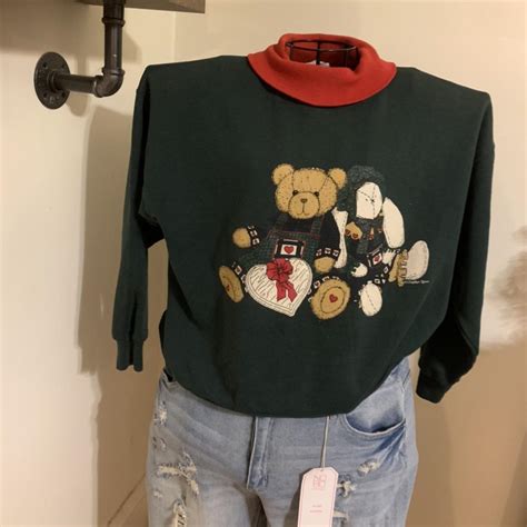 Vintage Gopher Sport Teddy Bear Crewneck Size Depop