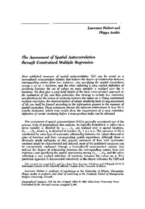 Pdf Constrained Regression For Spatial Autocorrelation