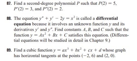 Solved 87 Find A Second Degree Polynomial P Such That Chegg Com