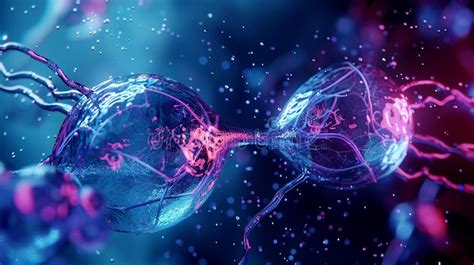 Digital Illustration Of A Neuron Cell Connection Stock Illustration