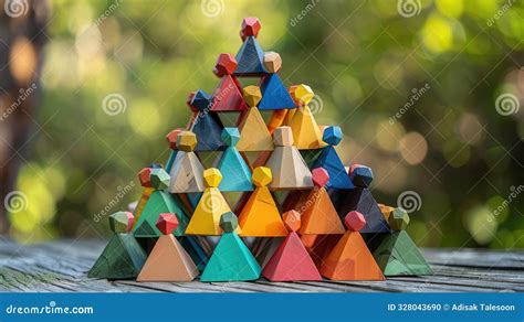 Teamwork Pyramid A Pyramid Structure Built With Geometric Shapes Each