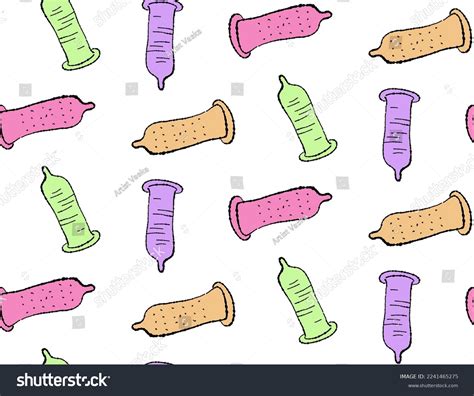 Condom Cartoon Style Seamless Pattern Vector Stock Vector Royalty Free