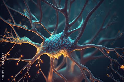 Brain Neuron In 3d Neural Network Branching Dendrites Electrical