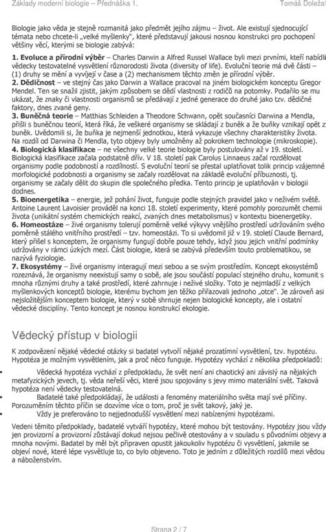 1 Biologie Jako Vědní Disciplína A Definice života Vznik Evoluční