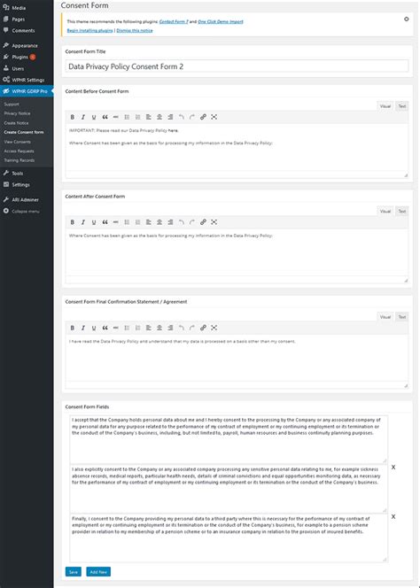 Wp Hr Gdpr Consent Form Edit Screen Wp Hr Manager