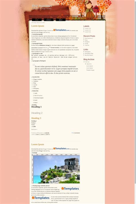 Bye Summer Blogger Template BTemplates