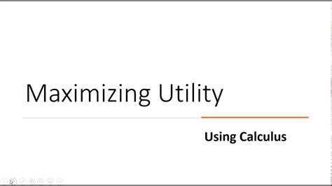 Maximizing Utility With Calculus Youtube