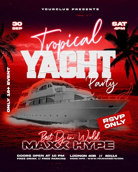 Tropical Yacht Party Banner Psd Template Yacht