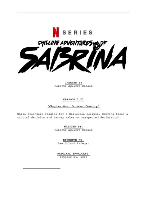 Chilling Adventures Of Sabrina Episode Script Transcript Season 1 01