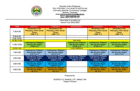 Class Adviser Schedule Pdf