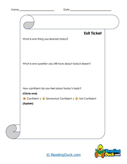 Exit Tickets Class Template Series Reading