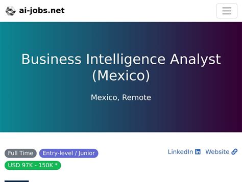 Hiring Business Intelligence Analyst Mexico Remote Raimljobs